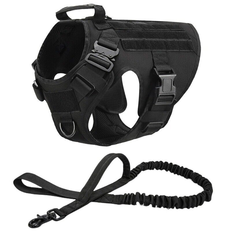 Military Pet Vest, Tactical Training Dog Harness and Leash Set For All ...