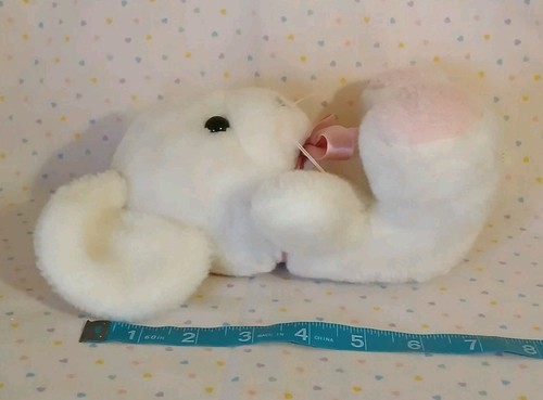 Vintage Gund White Mouse Rattle Stuffed Animal Plush Toy 7" Pink Feet ...