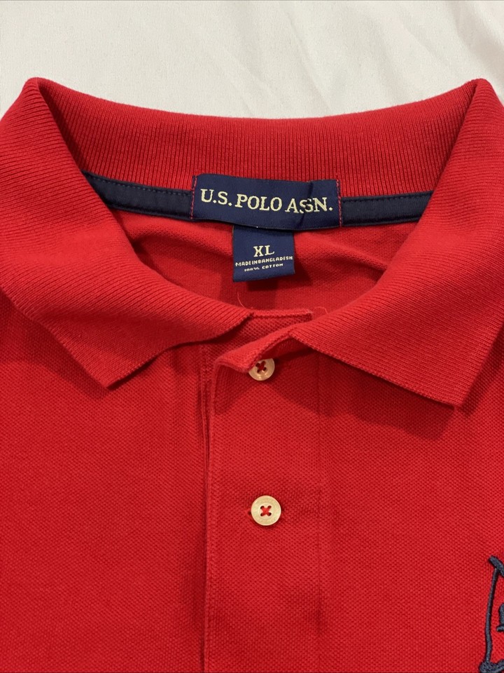 US POLO ASSN USPA Embroidered Red Polo Shirt Big Pony Logo 3 Rugby Men ...