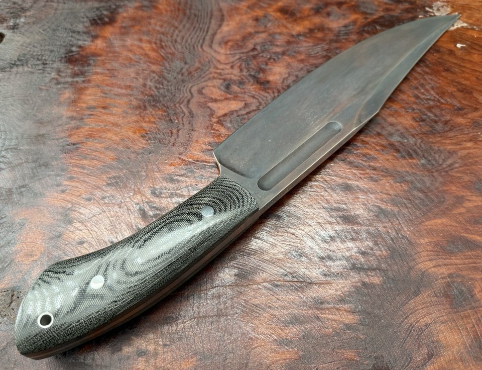 Tendick BRT Bladeworks Skookum Bowie, 9" 3V Blade, Black Micarta, Leather Sheath | eBay