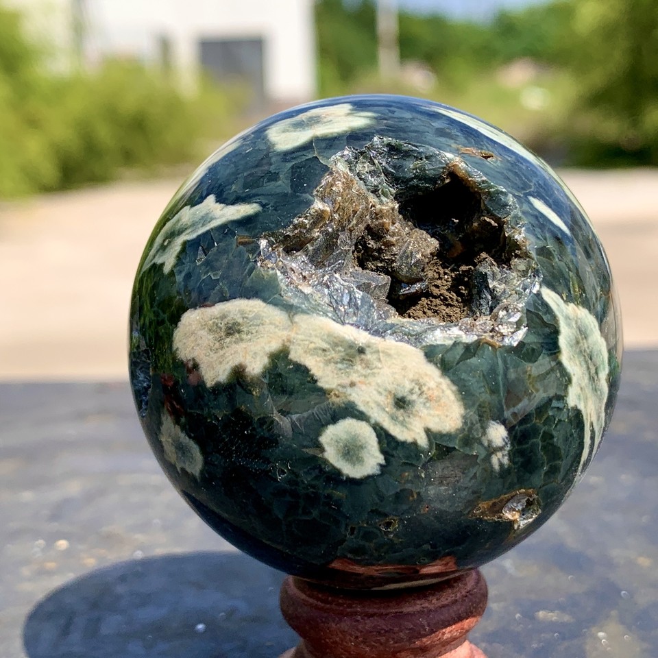 228G Natural Colorful ocean jasperquartz geode crystal sphere ball ...
