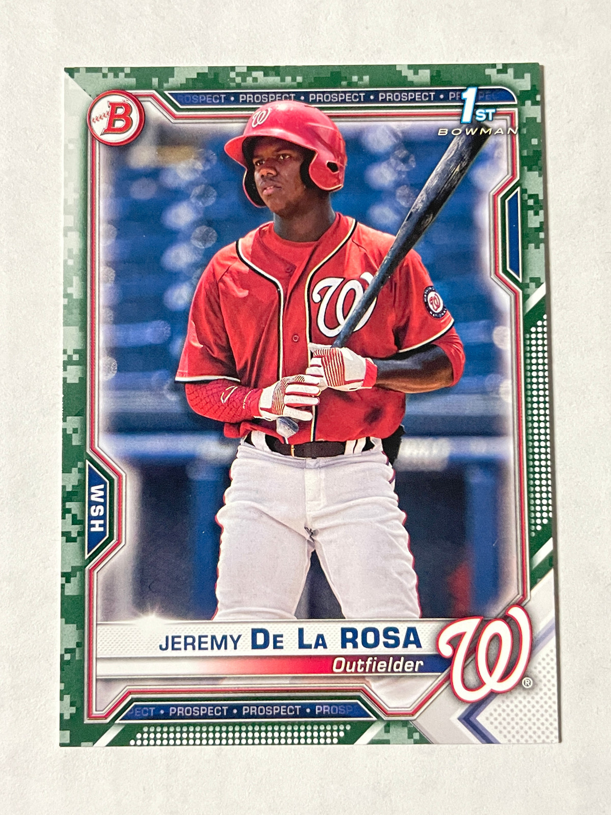 Jeremy De La Rosa 2020 Bowman Prospects Camo Paper BP-25 Washington ...