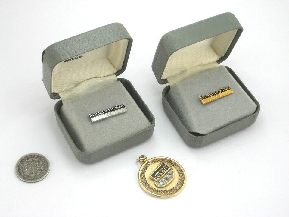 3 Vintage MONTGOMERY WARD 10K Gold & Sterling Silver & 14K GF Pins ...