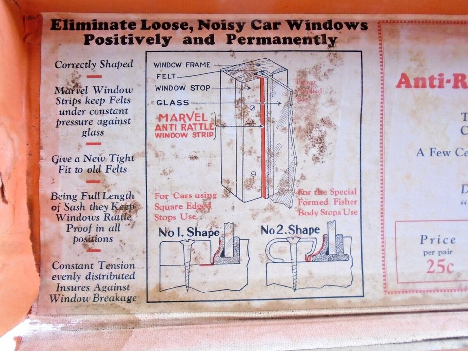 Ford Model A, Model T 1930 1940 Anti-Rattle Window Silencer Strip, Rat ...