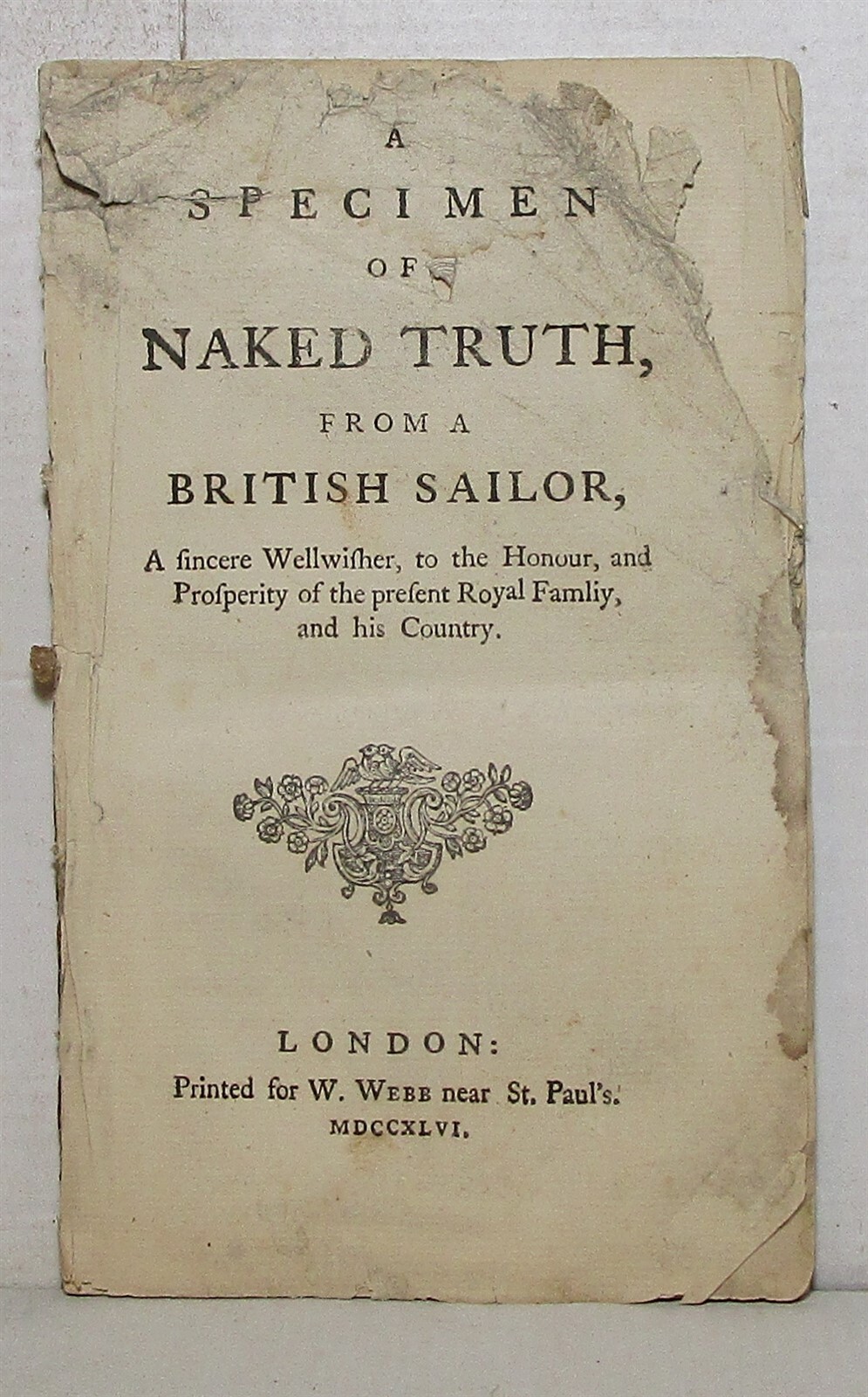 Adm. Edward Vernon, 1746 A Specimen of Naked Truth from a British Sailor | eBay