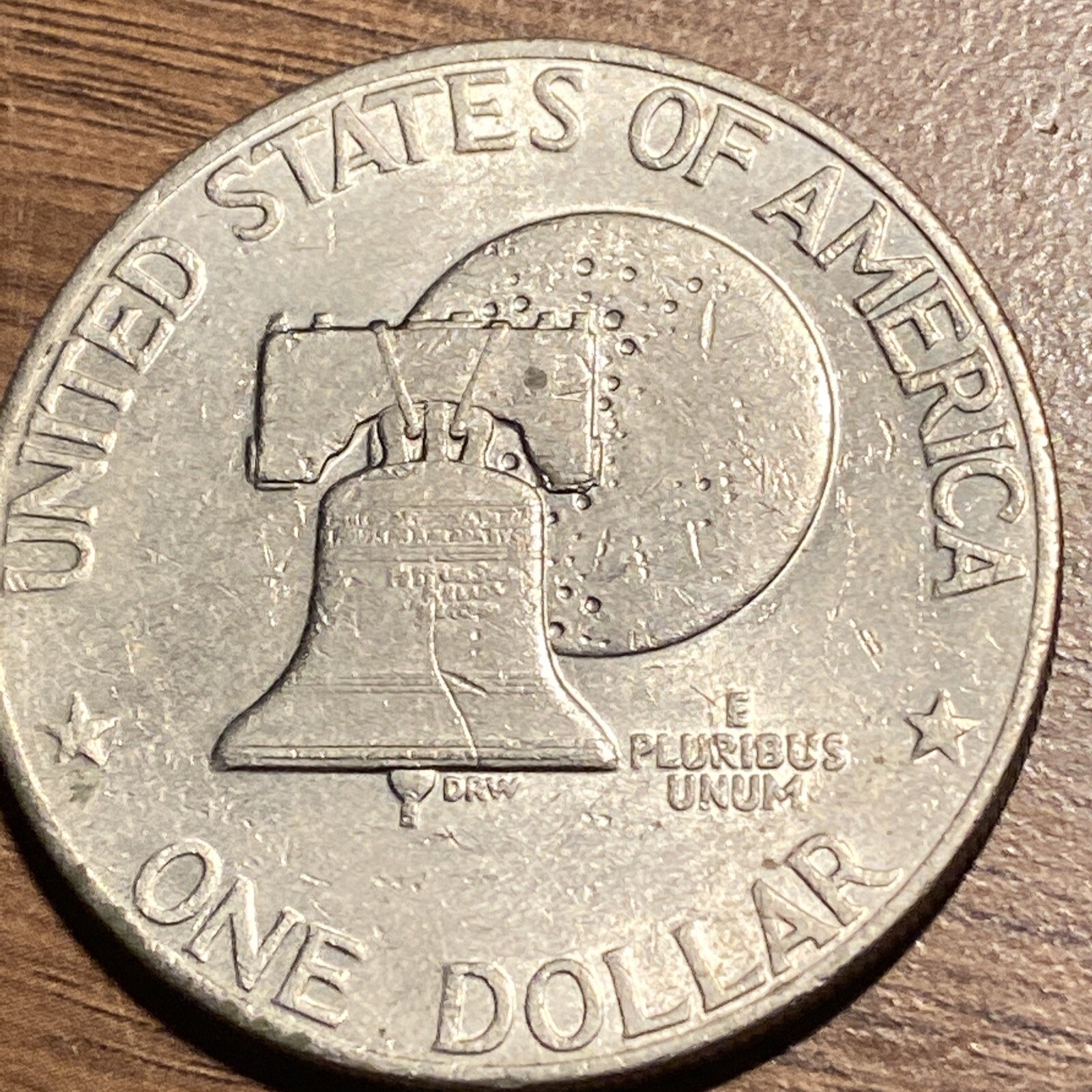 1776-1976 Eisenhower Bicentennial Coin Liberty Bell Moon One Dollar US ...