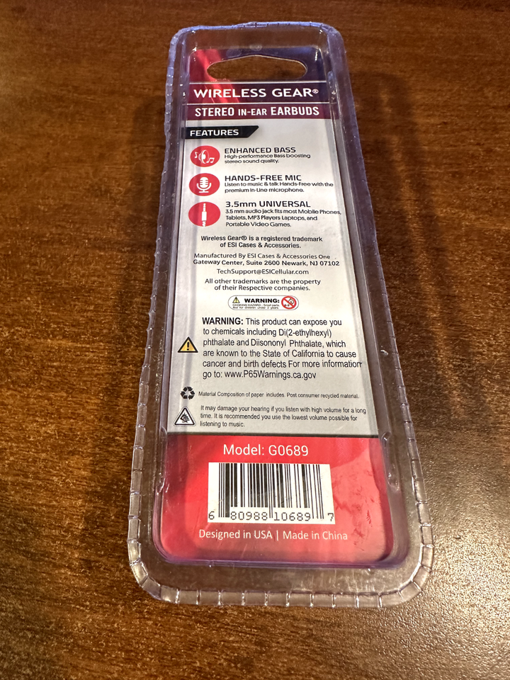 Wireless Gear Stereo In Ear Earbuds Digital Black Wired 670988103897| eBay