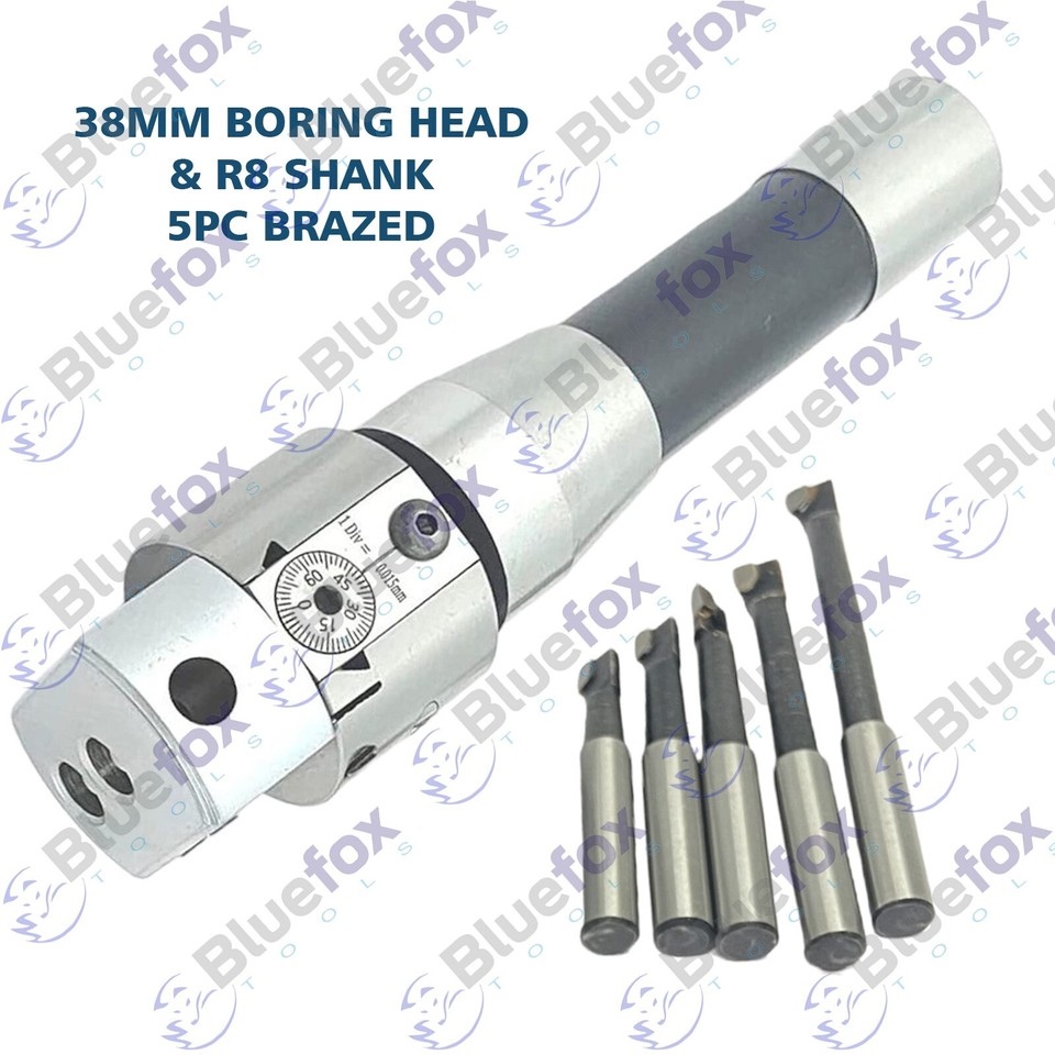 1.5'' PRECISION ADJUSTABLE BORING HEAD WITH R8 Shank & 5pcs Carbide ...