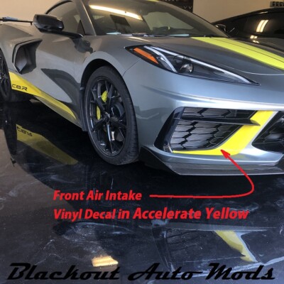 Accelerate Yellow Front Air Intake Vinyl Decals For 2020-23 C8 Corvette ...