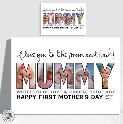 FIRST MOTHER'S DAY photo print gift personalised laminated letter word ...