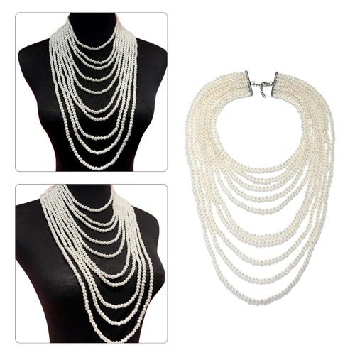Multilayer Pearls Collar Necklace Vintage Style Chain for Wedding Photo ...