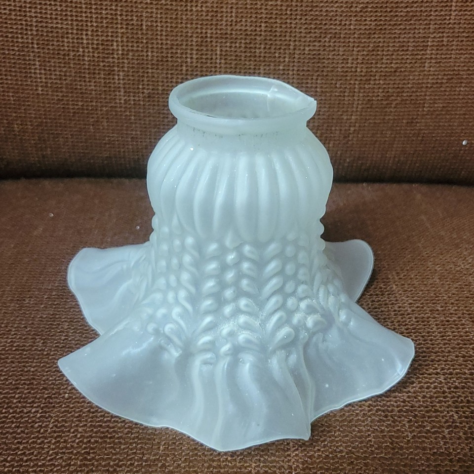 vtg Set of 2 Glass Light Lamp Shades 2" opening Frosted white Globe ...