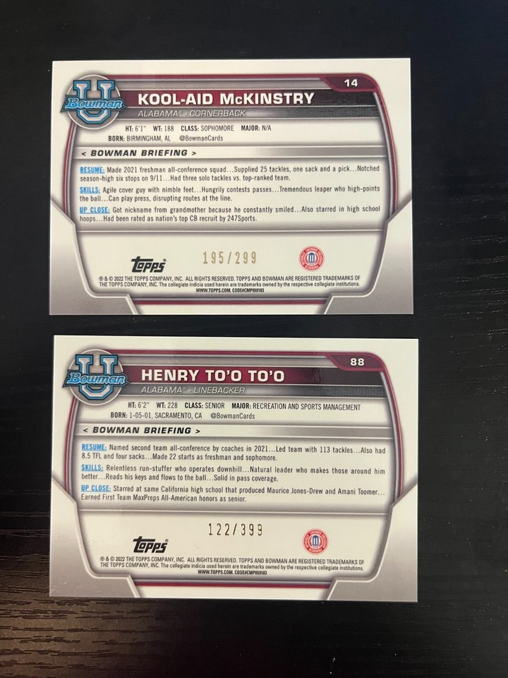 Christion JOnes auto Henry To'o to'o purple /399 Kool-aid McKinstry ...