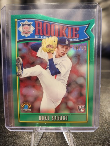 2025 Bowman #ROY-10 Roki Sasaki ROY Favorites Green Refractor /99 (RC ...