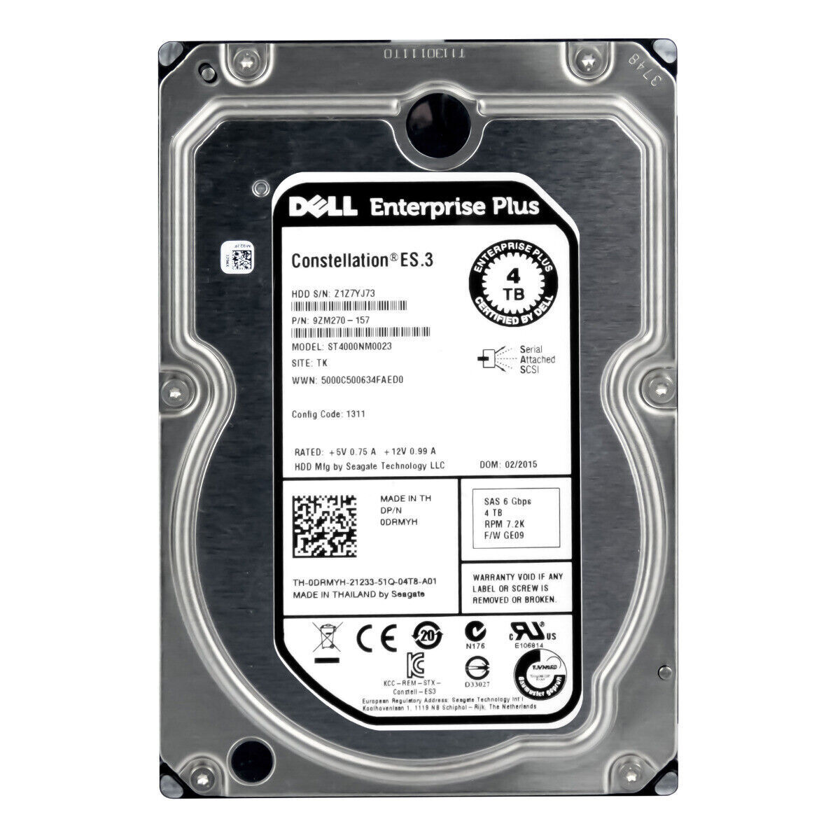 Dell Constellation ES.3 4 To, 7200 RPM, 3,5" Disque Dur Interne ...