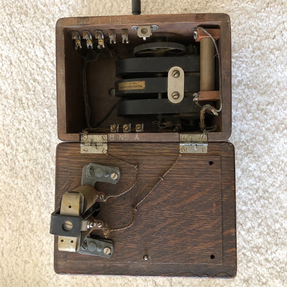 Antique Western Electric 22-A Oak wood hand crank 3 bar Ringer Box | eBay