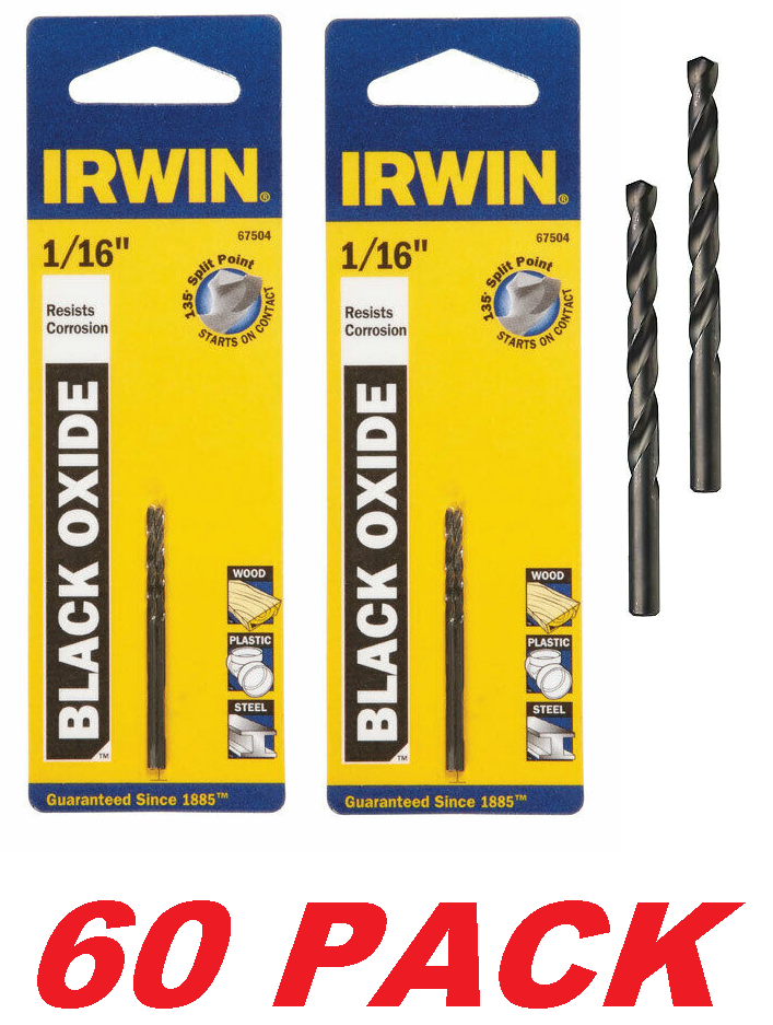 IRWIN 67504 Black Oxide High Speed Drill Bit, Wood Steel Plastic (60 ...