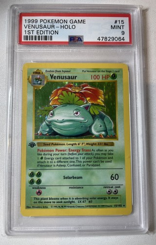 1999 Pokemon Game 1st Edition Base Set Shadowless Venusaur Holo PSA 9 ...