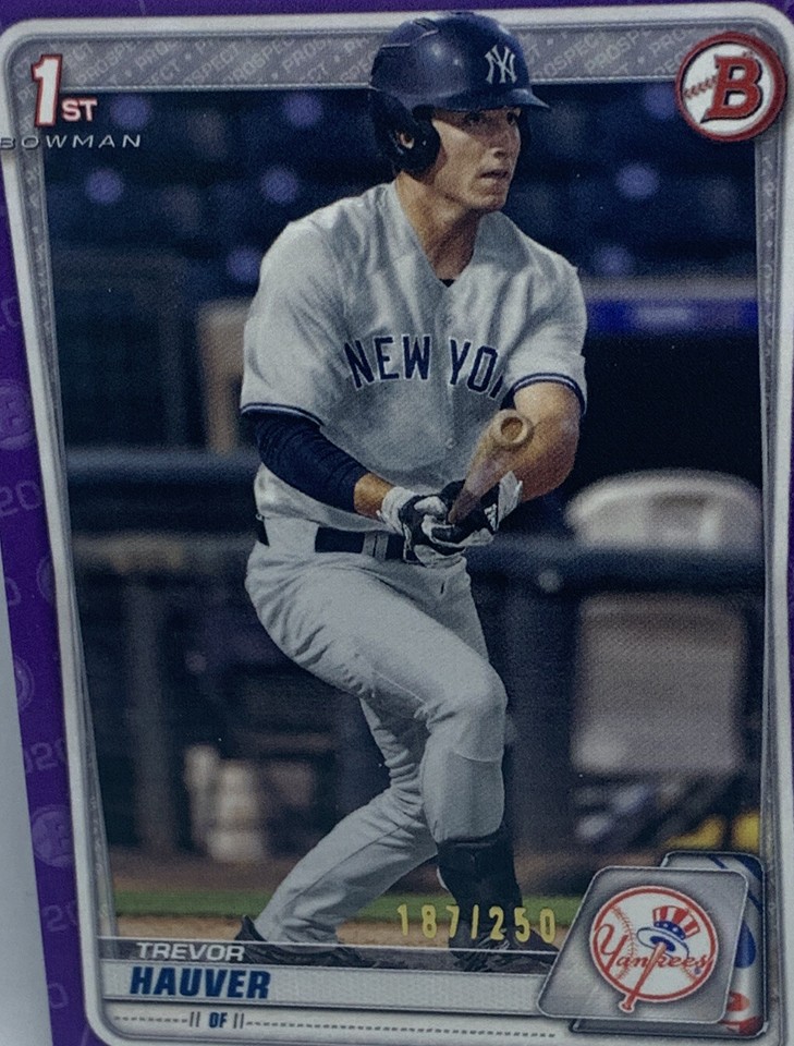 2020 1st Bowman Trevor Hauver Yankees BD-113 Purple 187/250 | eBay