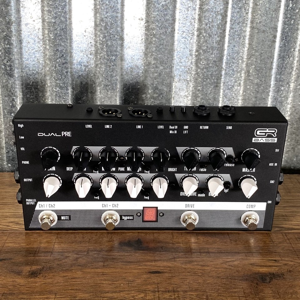 GR Bass DUAL PRE Two Channel Bass Preamp Overdrive Compressor Tuner ...