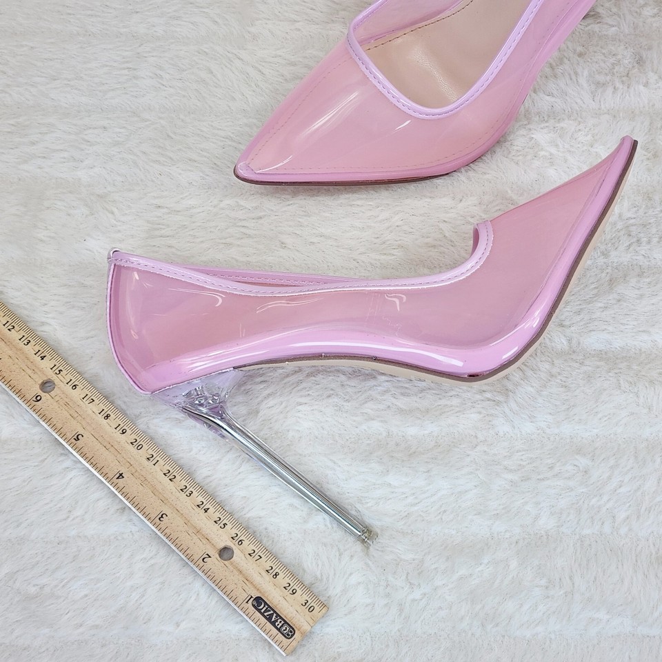 PVC Jelly Translucent High Heel Pointy Toe Stiletto Pumps Shoes Pink ...