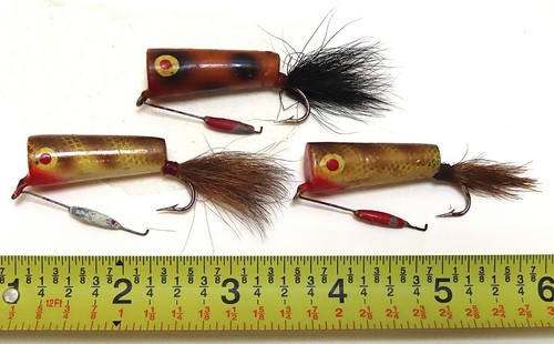 Three (3) Vintage Fly Fishing Poppers. Interesting Weedless Design | eBay