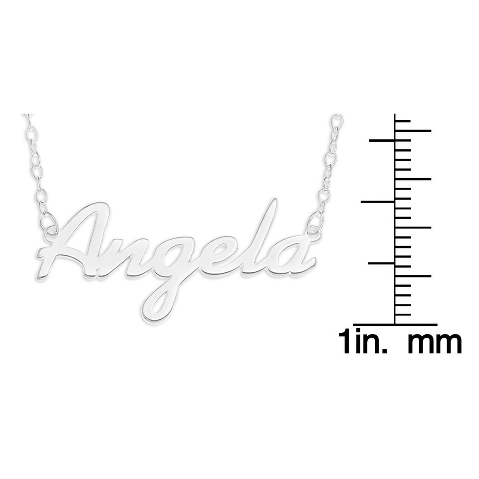 Angela Name Plate Necklace Pendent Sterling Silver female Personalized ...