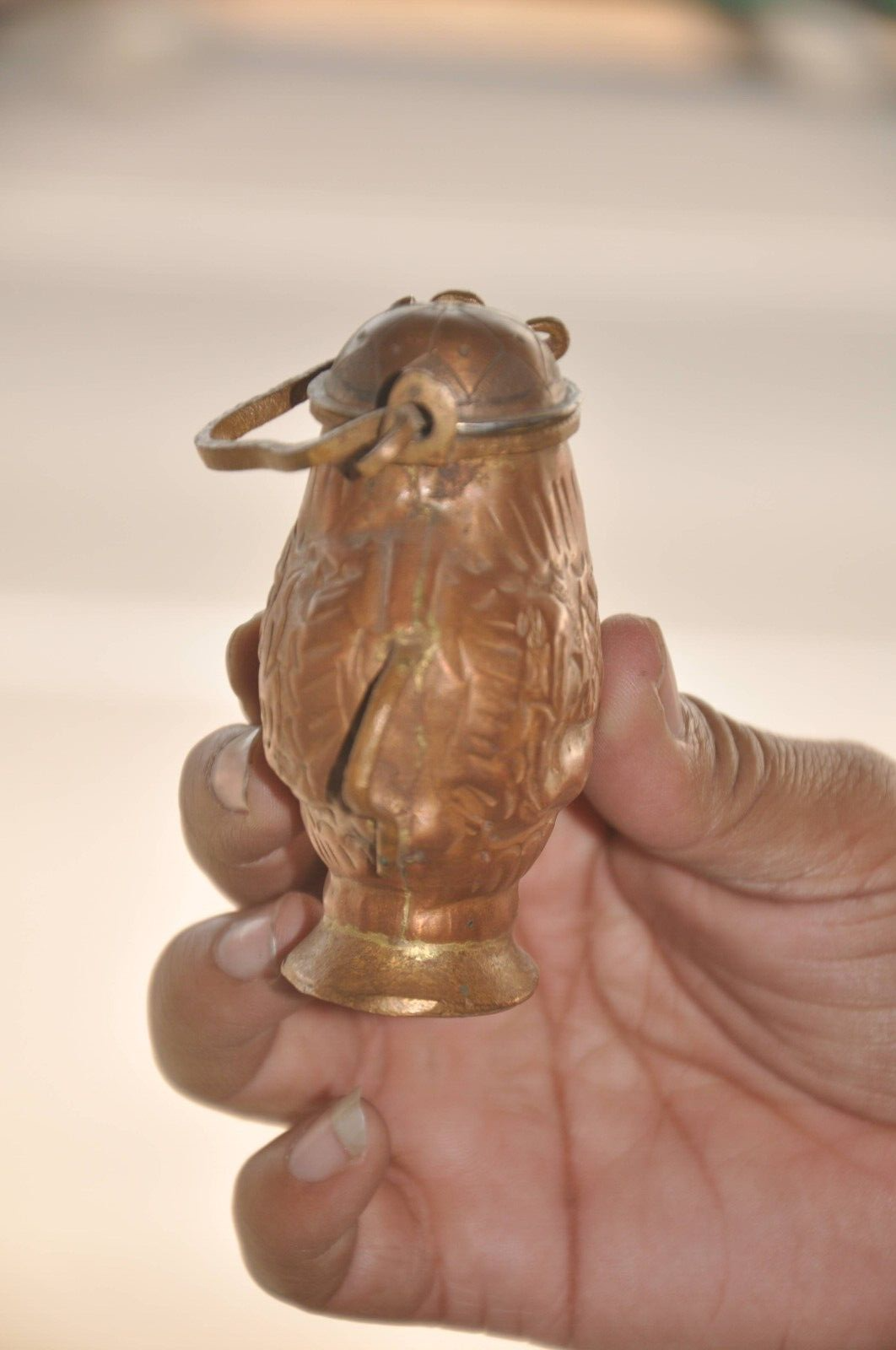 Vintage Ox/Nandi/Cow Shape Handcrafted Engraved Copper Holy Water Pot ...