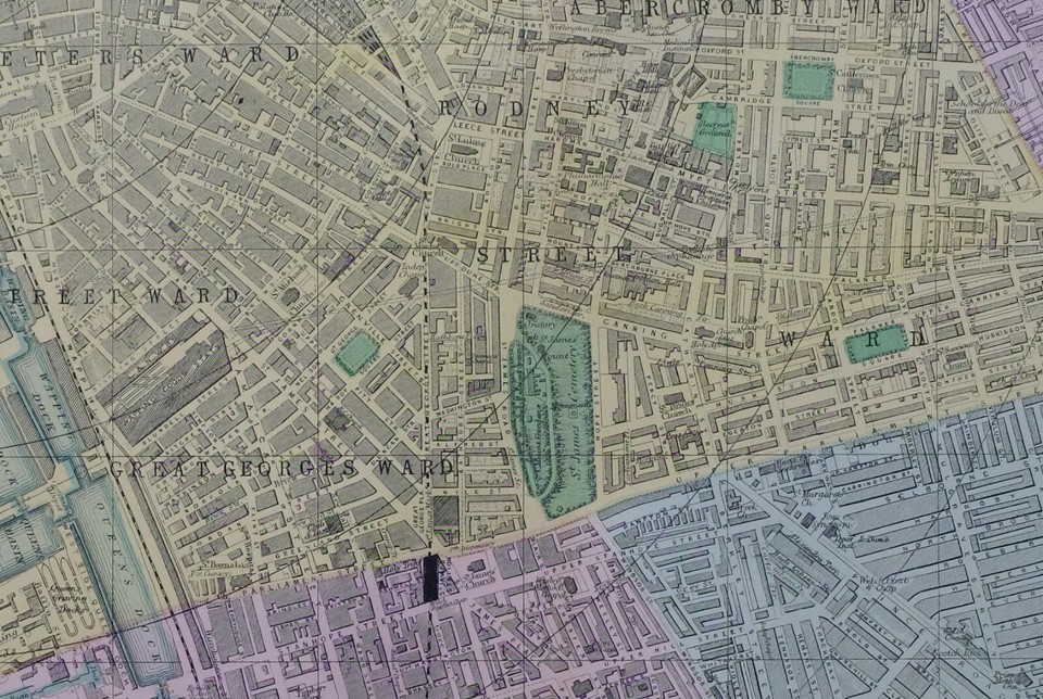1895 MAP PLAN OF LIVERPOOL DOCKS LIME STREET WARD STATIONS ROYAL ...