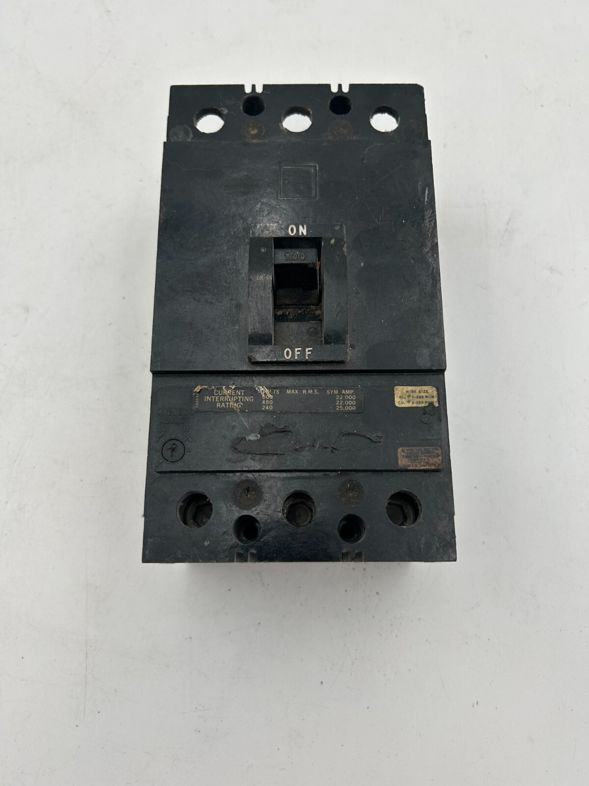 Square D KAL36200 Circuit Breaker 200A 3P 600VAC | eBay