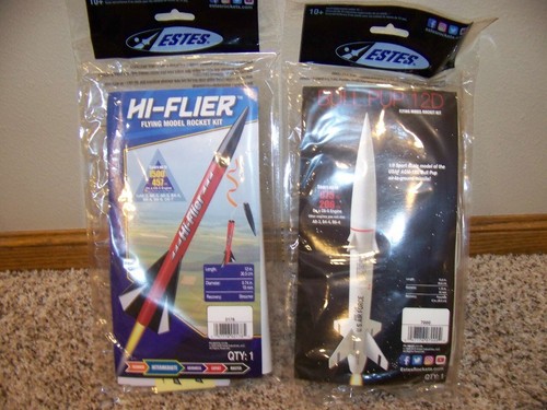 ESTES BULL PUP 12D & HIGH FLIER Model Rocket Kit #7000/2178 *Factory ...