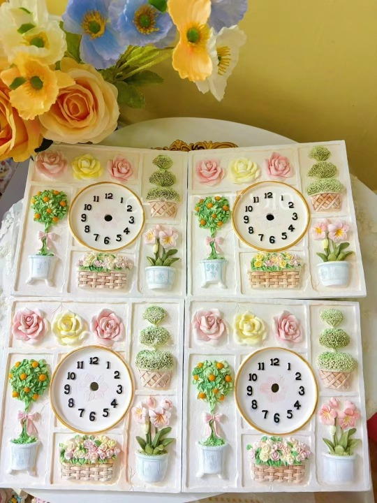 Handmade Aromatherapy Gypsum Flower Wall Clock Hand Paint Plaster ...