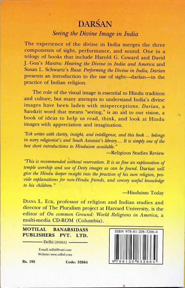 Darsan: Seeing the Divine Image in India, by Diana L. Eck - trade paperback | eBay