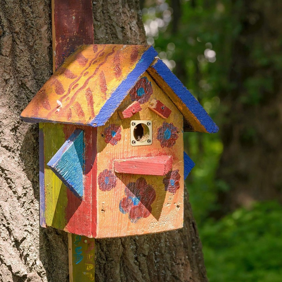 8 Pieces Metal Bird House Guard with Copper Portal Bird House Hole ...