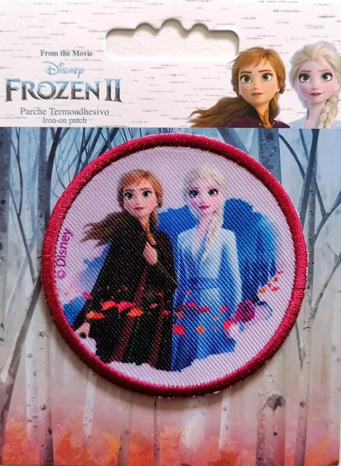 Disney Frozen 2 Iron-On Patch Round Anna & Elsa w/Gale Leaves New Free ...