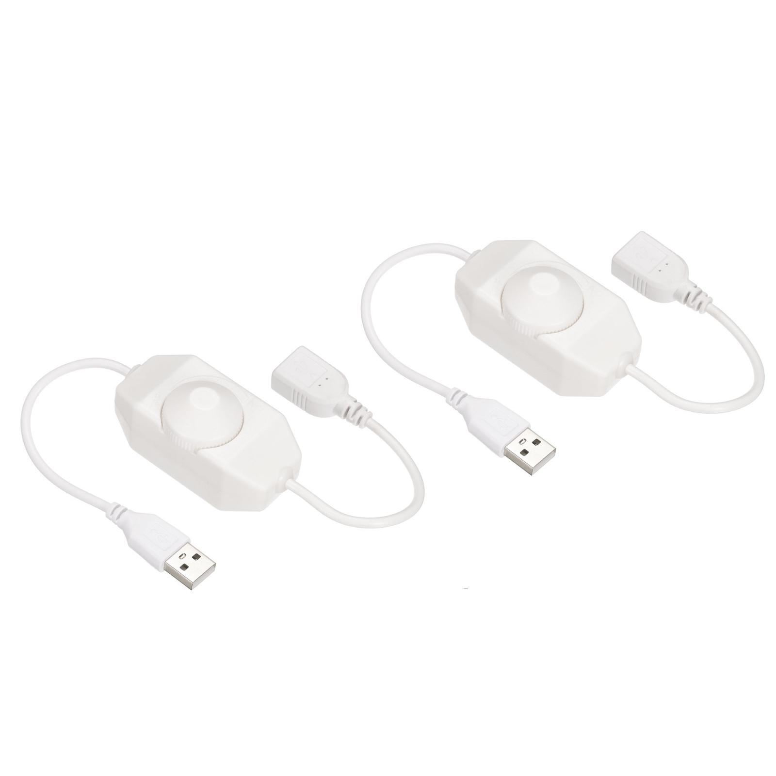 2pcs 5V USB PWM Rotary Inline Dimmer Switch for LED Strips Lights White ...