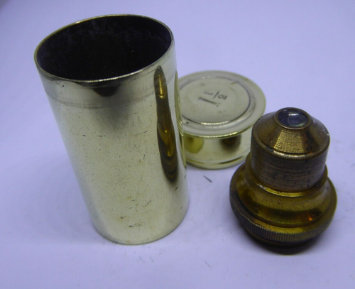 Antique 1" R&J Beck Brass Microscope Objective Lens in a Brass ...
