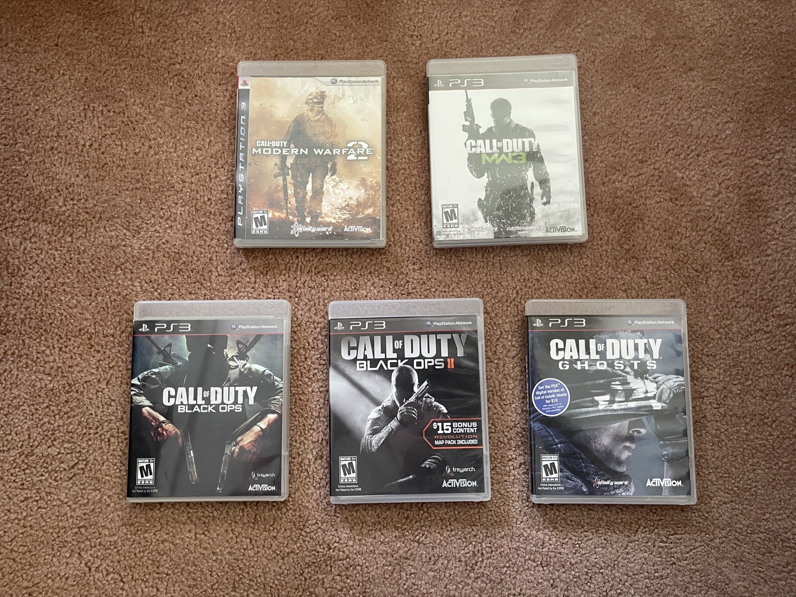 Call Of Duty Games PS3 Modern Warfare 2 + 3 Black Ops 1 Black Ops 2 ...