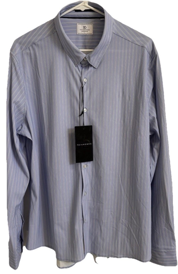 7 Diamonds Shirt Mens Sz XL Striped 4Way Stretch Long Sleeve Shirt MSRP ...