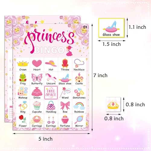 Pink Princess Bingo Game 24 Players Bingo Games Cards for Tea Party | eBay