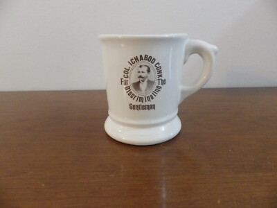 Mustache Shaving Mug White Porcelain COL. Ichabod Conk 5" Tall 4" Wide ...