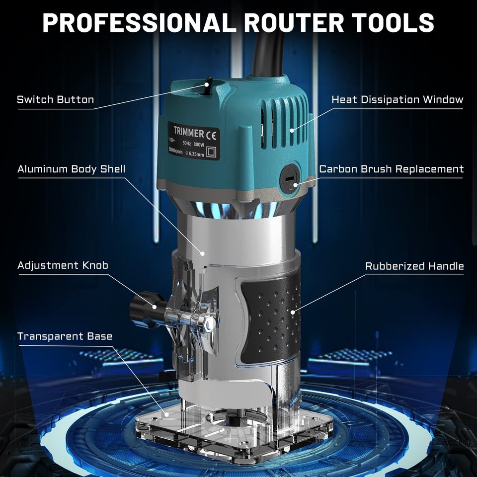 Router Tool 110V 800W Compact Palm Wood Router Tool for Woodworking ...