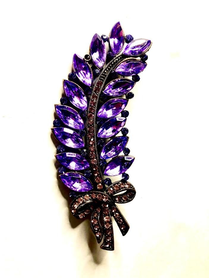 Vintage Purple Rhinestone Large Pin - Gem