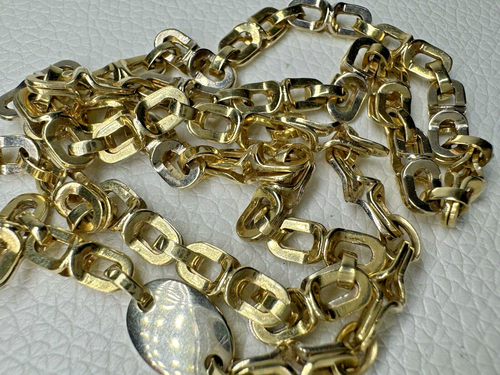 Baraka Italy 14k Solid Gold Chain Link Necklace Designer 26.3g 18" 4 ...