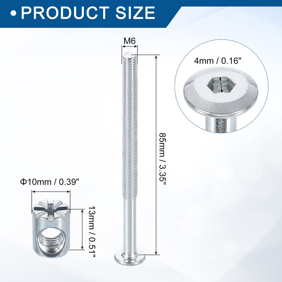 10Pcs M6 x 85mm Hex Socket Head Screws Bolt Rice-shaped Head Barrel Nut ...