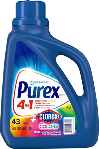 Purex Liquid Laundry Detergent Plus Clorox 2, Original, Fresh, 65 Fl Oz ...