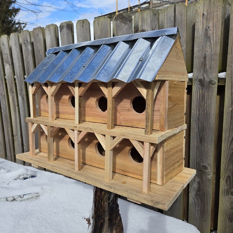Handmade Cedar Bird House Purple Martin Mulit Unit Double Decker 8 ...