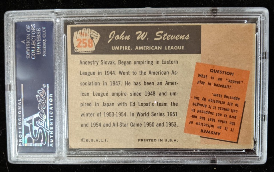 1955 Bowman JOHN W. STEVENS #258 PSA 4.5 VG-EX+ 23524995 | eBay