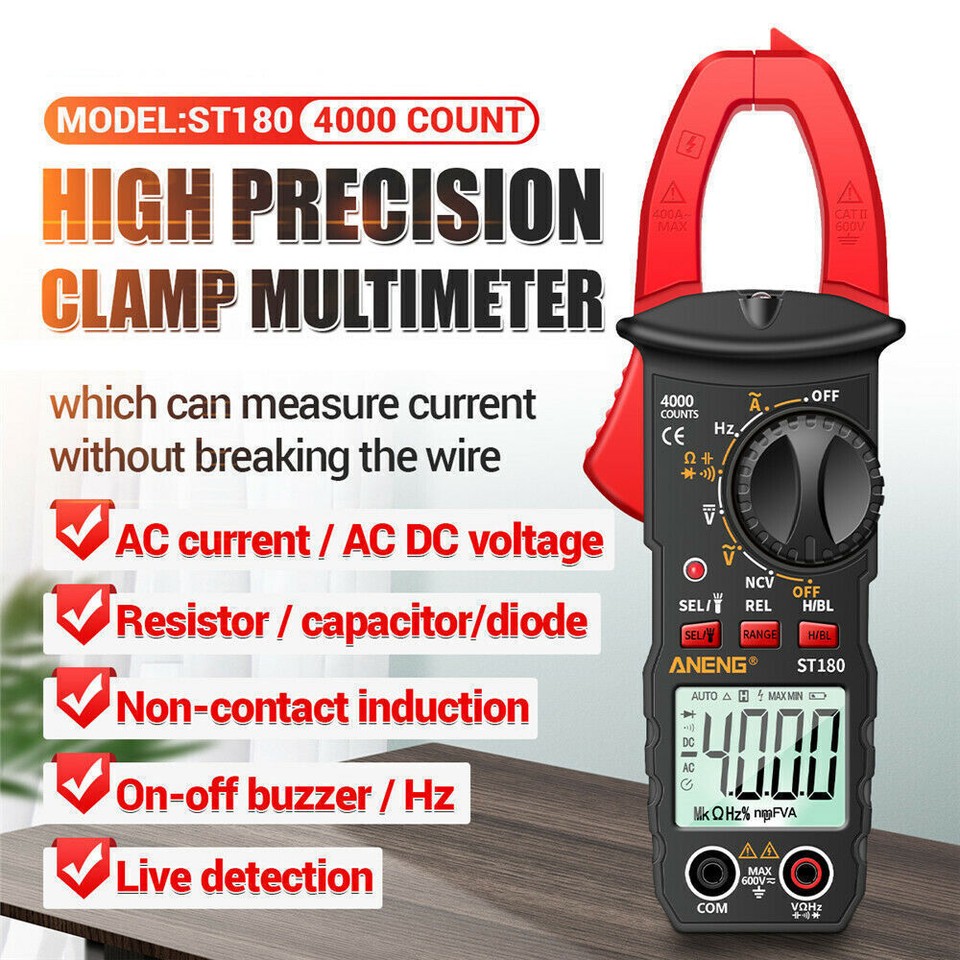 Digital Multimeter Tester AC DC Volt Amp Clamp Meter Auto Range LCD ...