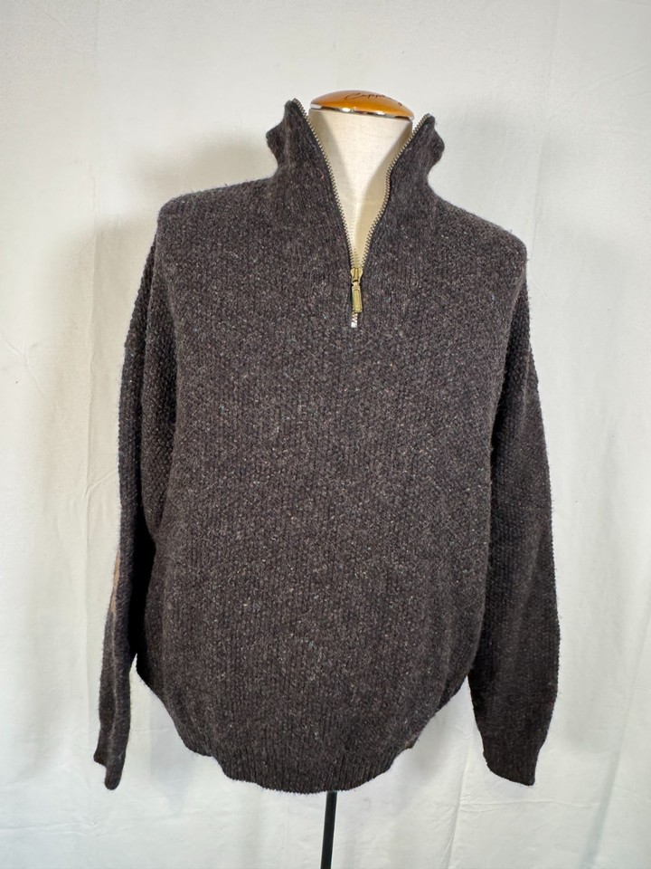 Vintage REI Outdoor Gear Brown Knit Wool Sweater 1/4 Zip Pullover ...